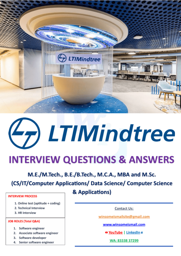 LTI Mindtree Interview Questions For Freshers PDF